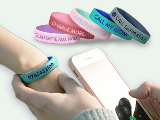 Bracelet SOS bicolore enfant personnalisé - Bienmarquer