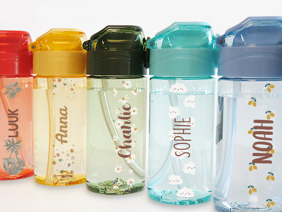 Drinkfles met design en naam voor kind personaliseren - Goedgemerkt