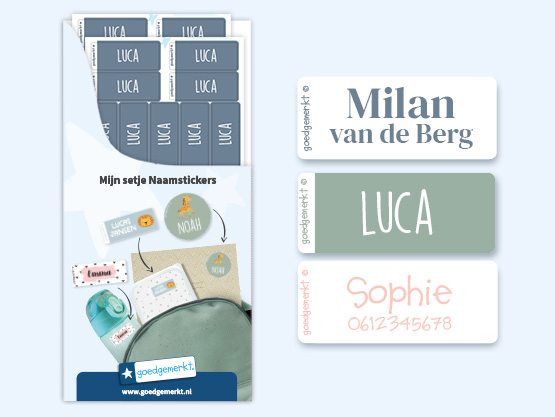 Eenkleurige naamstickers voor kleding - Goedgemerkt