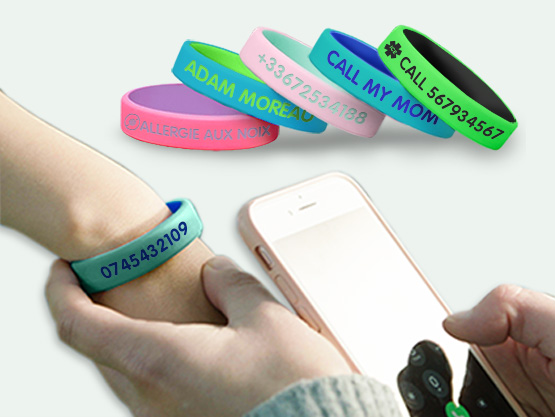 Bracelet SOS Bicolore Enfants - Personnalisez avec Prénom et Numéro de ...