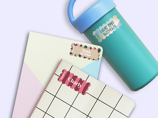 Wave Design Naamstickers met hippe prints - Goedgemerkt
