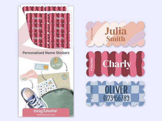 Wave Design Name Stickers with trendy prints | Easy2Name