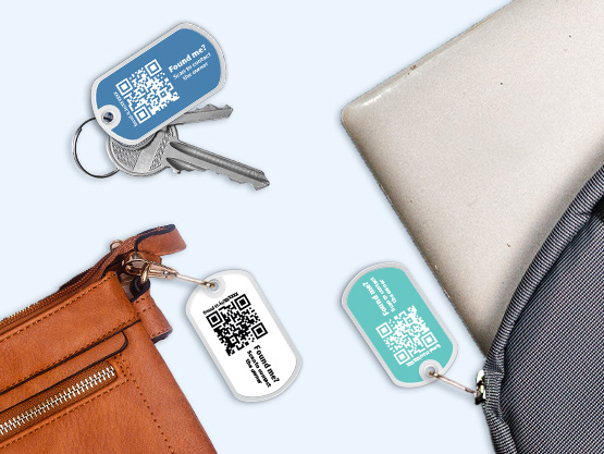 Lost & Found QR tags for bags and keys - Easy2Name | Easy2Name